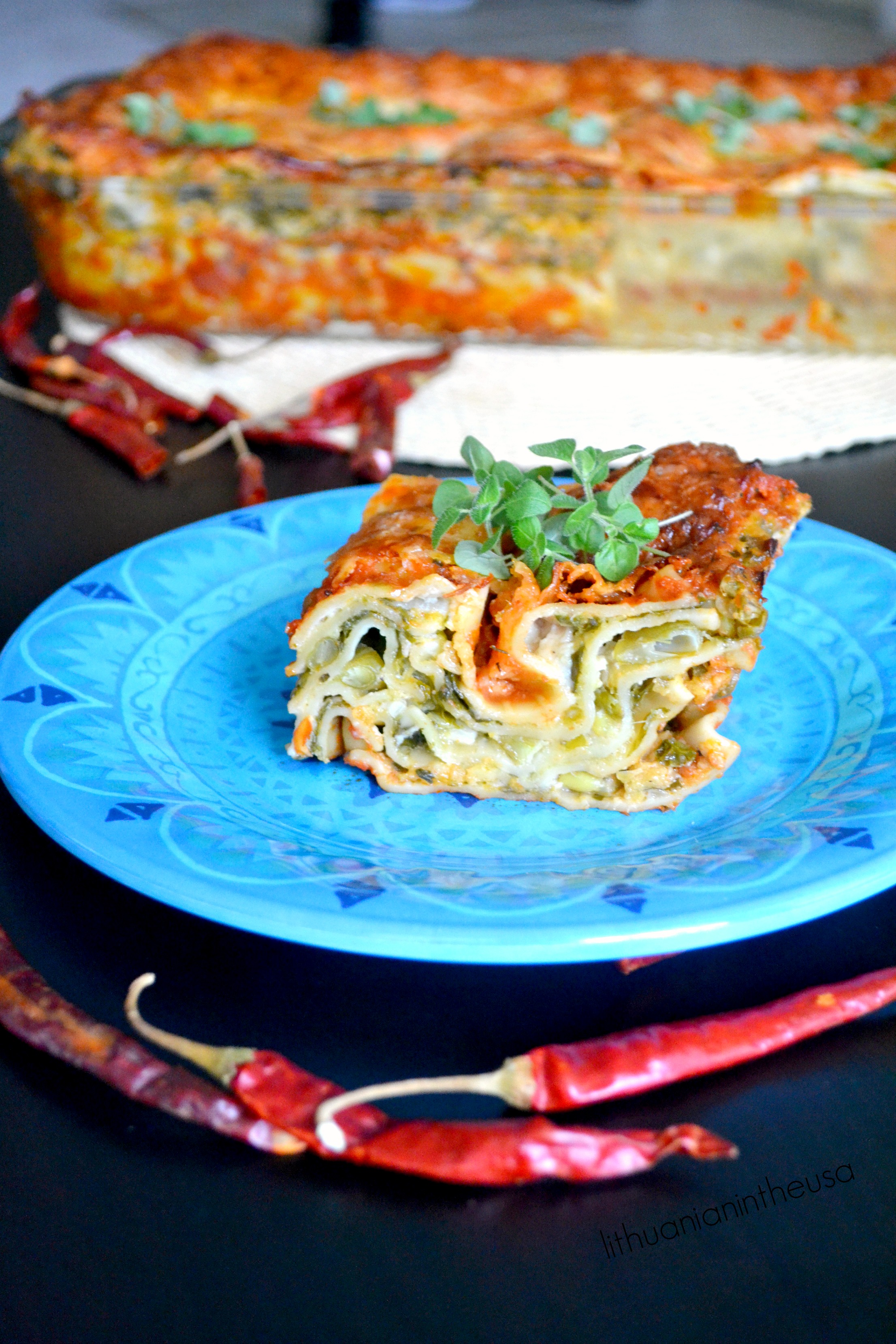 Lasagna with cottage cheese, spinach and homemade tomato sauce/Lazanija ...