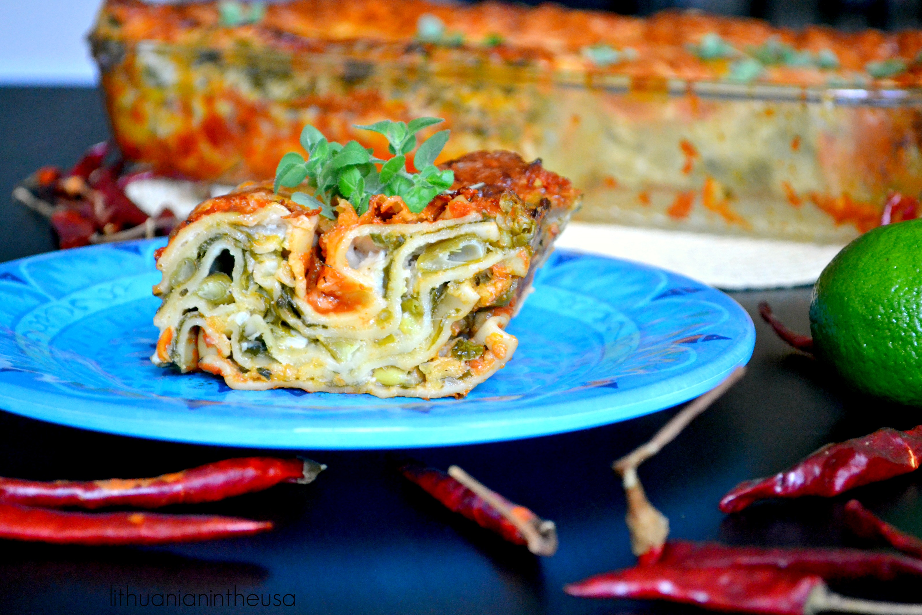 Lasagna with cottage cheese, spinach and homemade tomato sauce/Lazanija ...